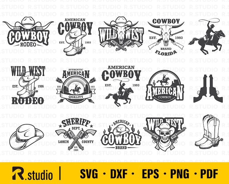COWBOY BUNDLE SVG/ Cowboy Svg/ Rodeo Svg/ Cowboy Hat Guns - Etsy