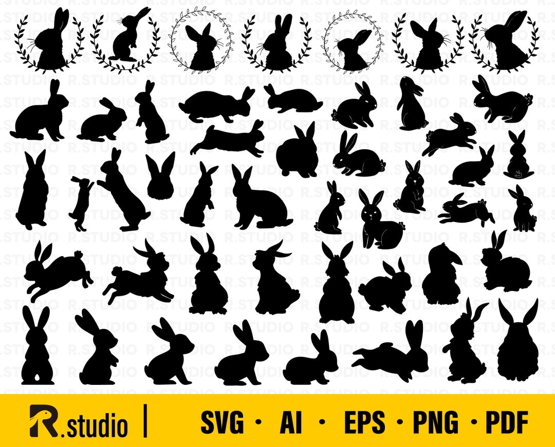47 Rabbit SVG/ Bunny SVG/ Rabbit Clipart/ Bundle Easter Bunnies/ Bunny ...