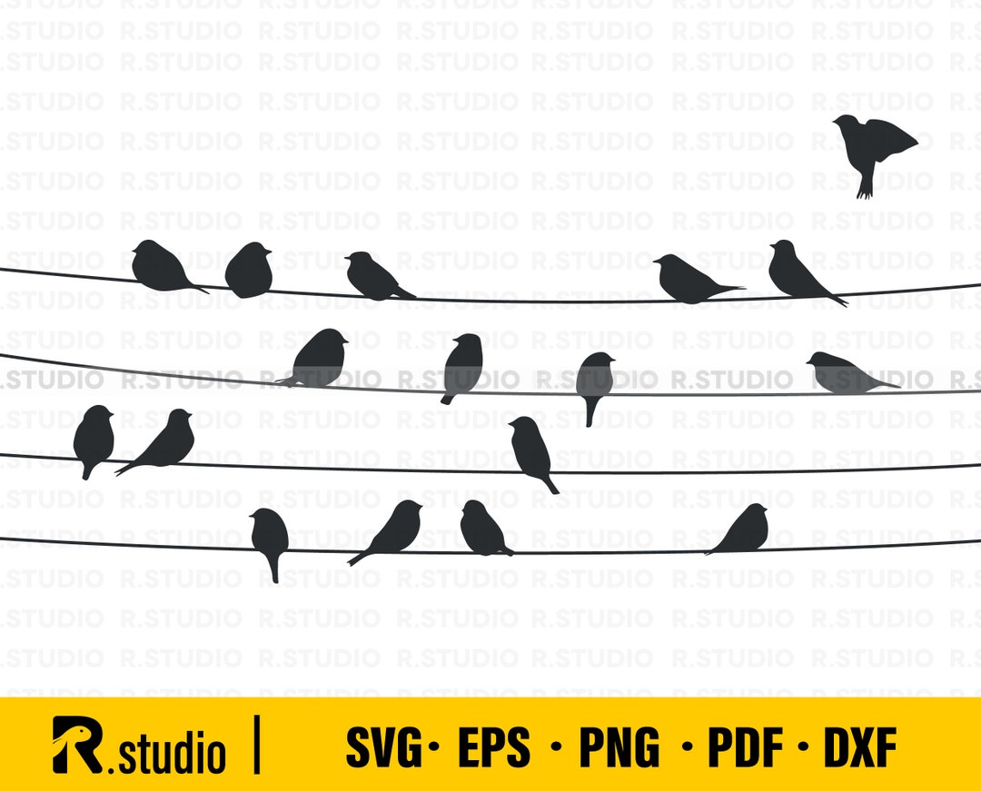 Birds on Wires Svg/ Flock of Birds SVG/ Clipart/ Birds SVG/ Silhouette ...