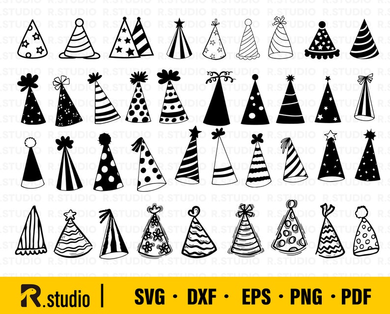 38 Party Hat SVG/ Birthday Hat Svg/ Party Hat Clipart/ Party - Etsy