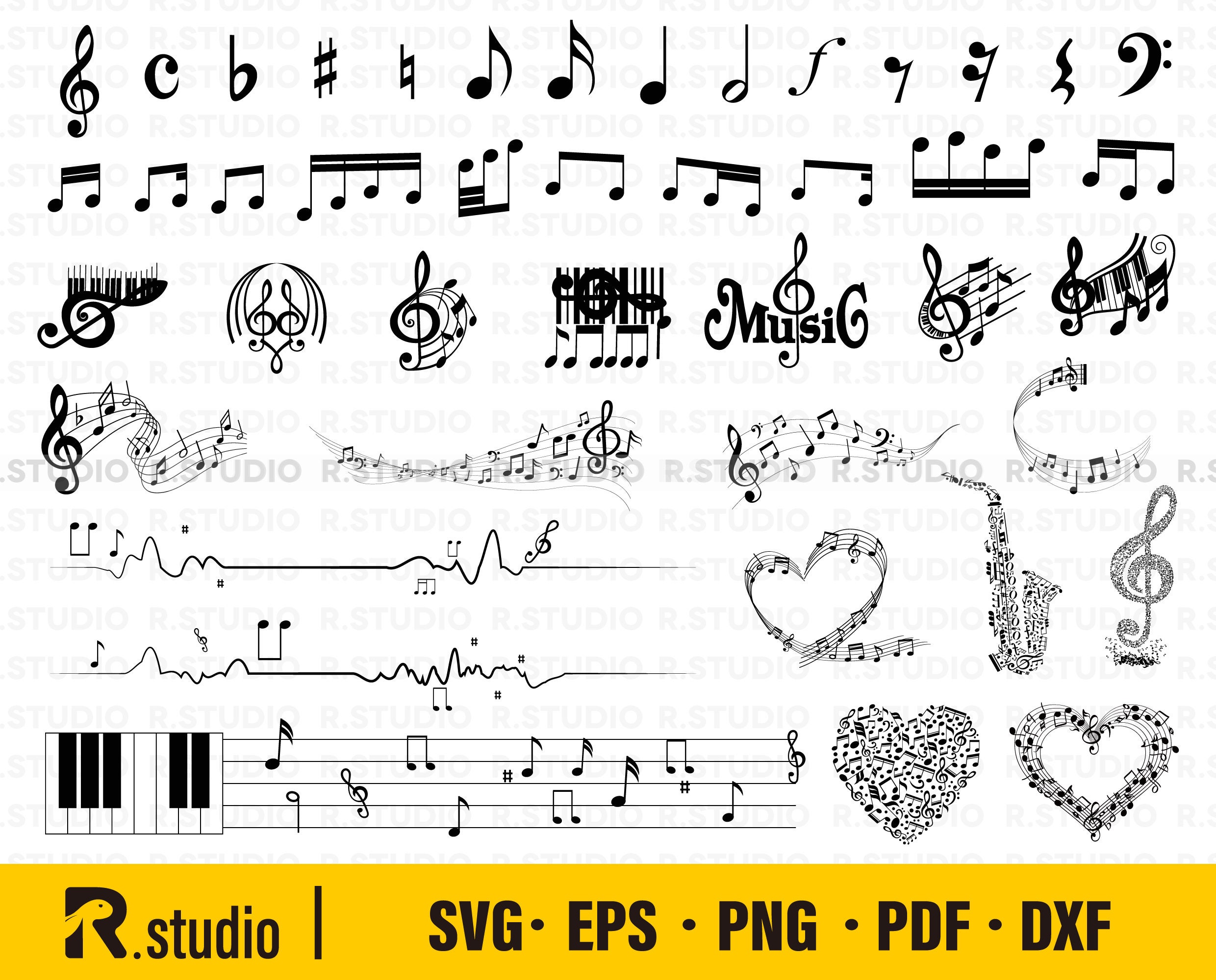 42 Music Notes SVG Files/ Guitar Note Svg/ Eps Png Dxf/ Cut - Etsy Canada