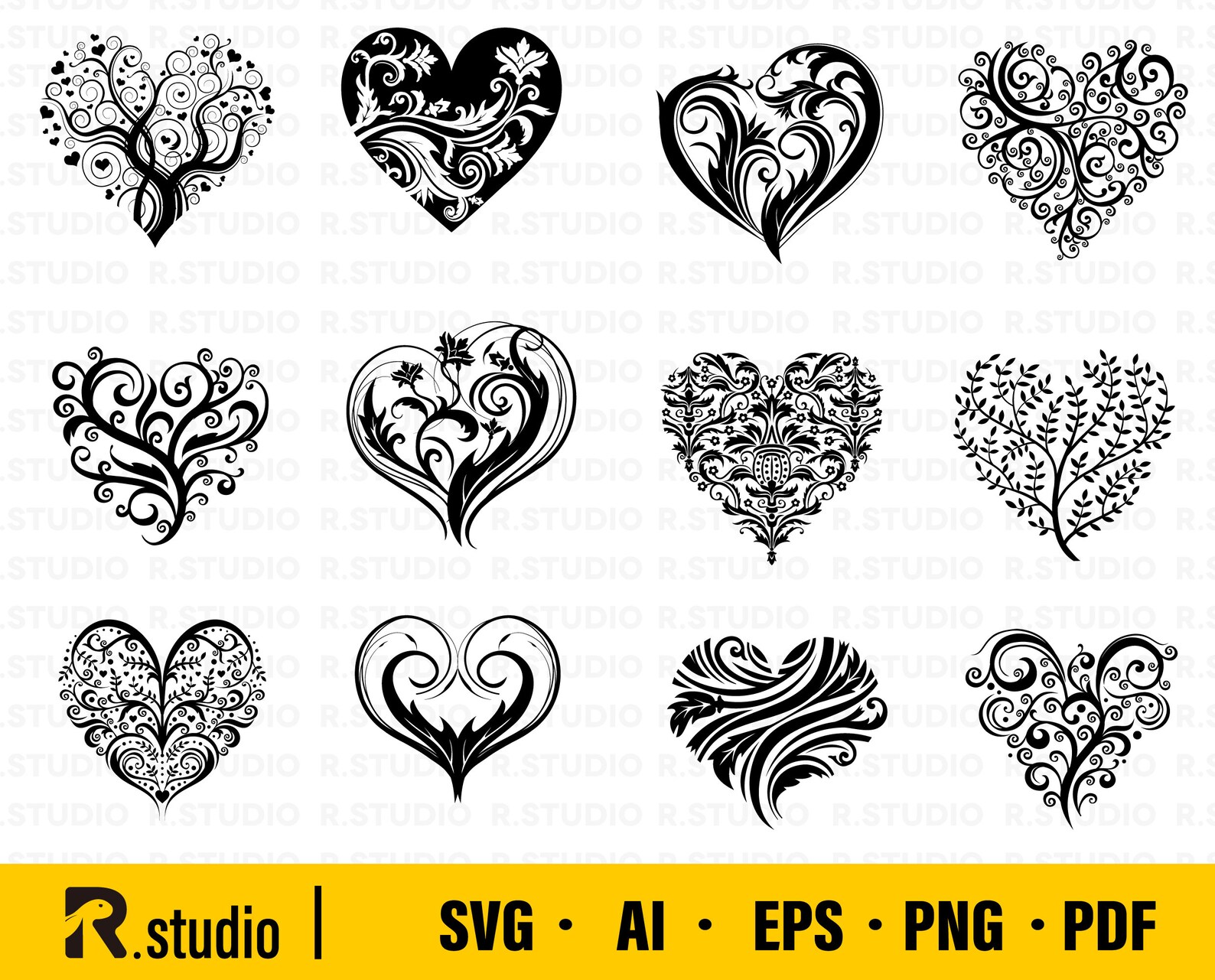 Flower Heart SVG Design - Heart SVG for Cricut - Heart Wreath SVG - Cut ...