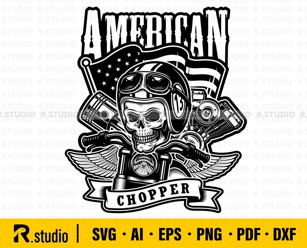 American Chopper Svg/ Skeleton Motorcycle Rider SVG/ Vintage Skull ...