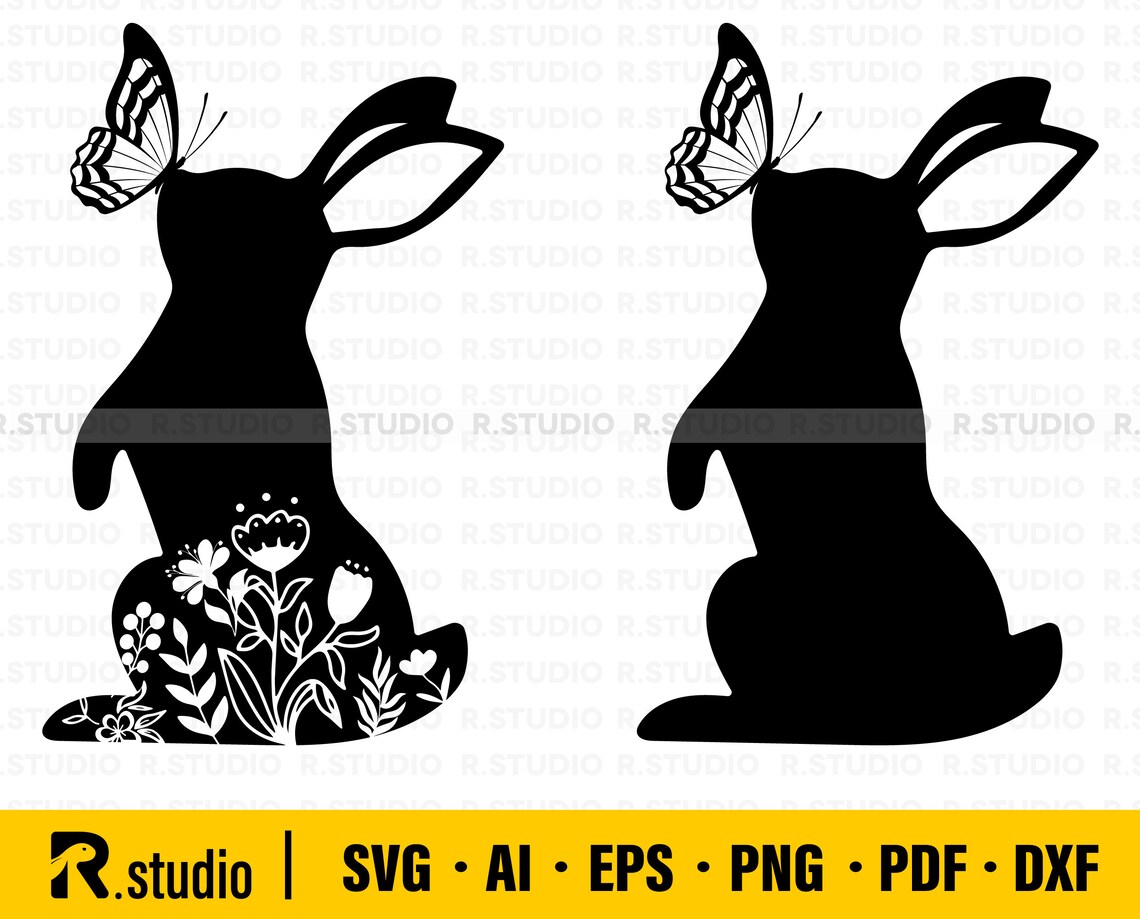 Floral Rabbit SVG/ Flower Bunny Svg Files/ Rabbit With - Etsy