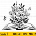 Floral Book Svg/ Book With Flower Butterly Svg/ Open Book SVG/ Reading ...