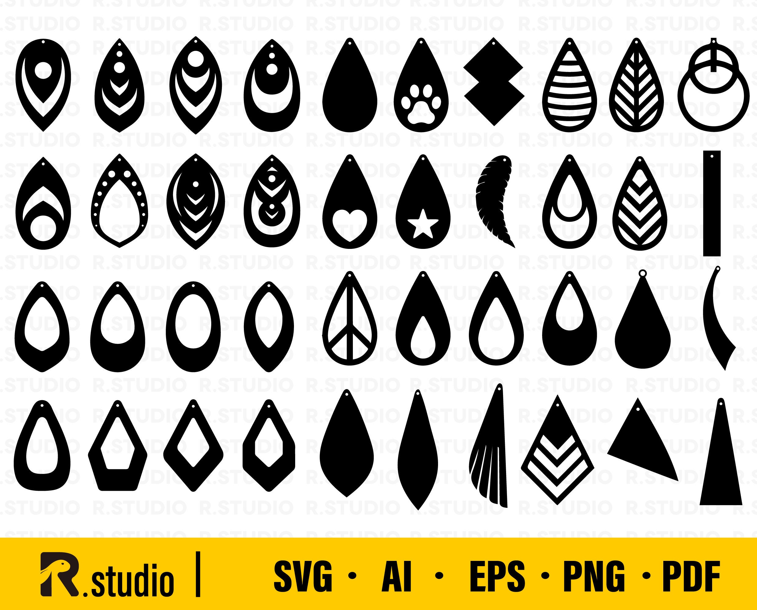 40 Earrings SVG Files/ Earrings Bundle/ Leather Earring/ Pendant SVG ...