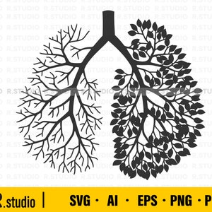 Human Lung Svg/ Lungs Svg Flowery/ Human Lung Silhouette/ Human Lung ...