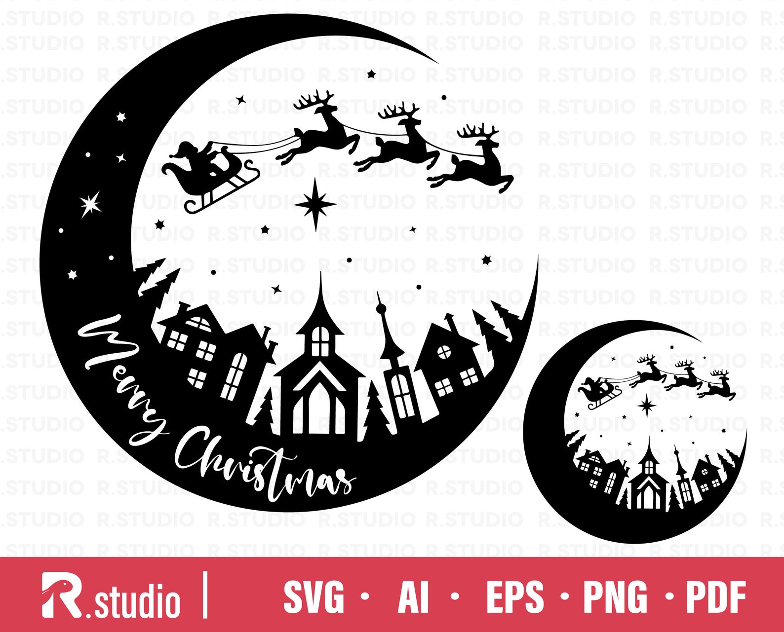 Christmas SVG Files/ Christmas Scene With Santa SVG/ Eps/ - Etsy