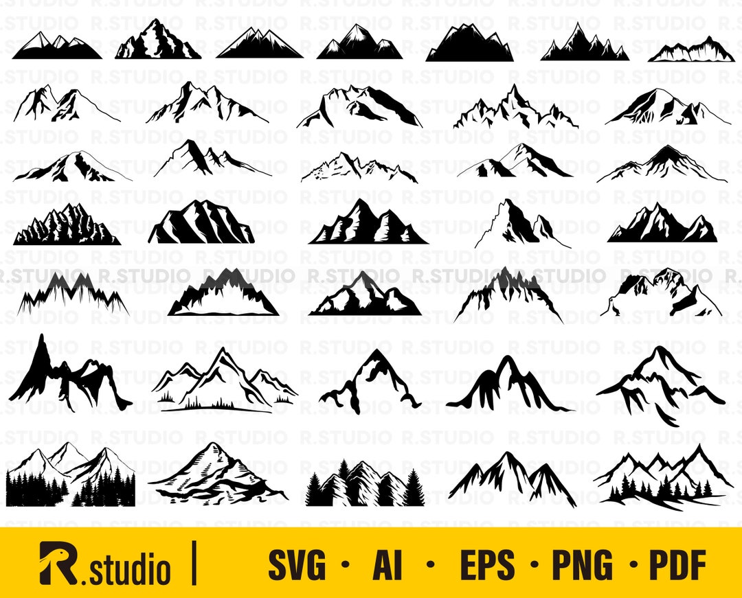 37 Mountain Svg Files/ Hill Svg/ Nature Svg/ Rock Svg/ Cut File/ Cricut ...