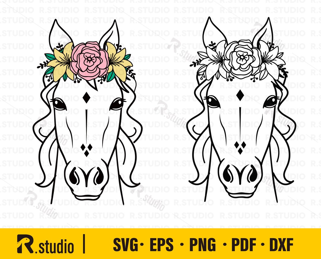 Cute Horse With Flowers SVG/ Floral Pony Svg/ Cute Pony Face Svg Png ...