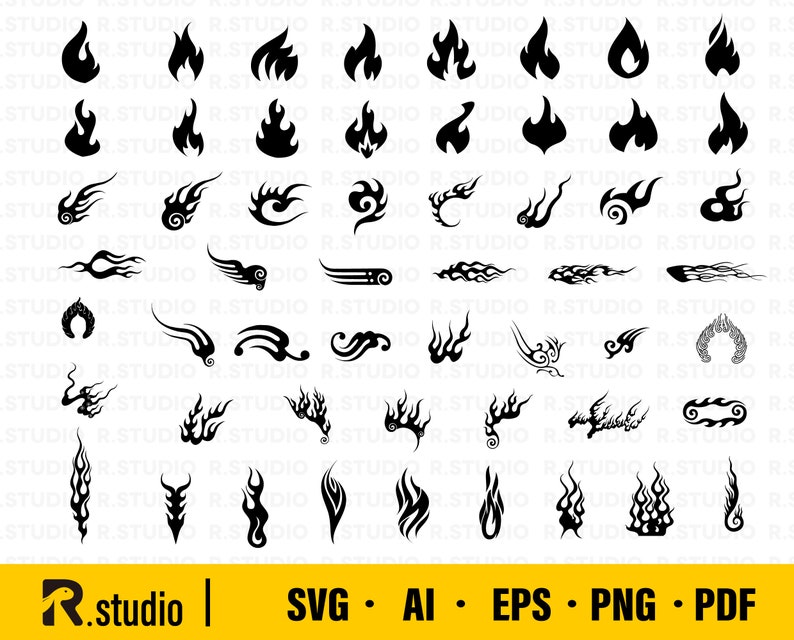 Flame SVG/ 53 Fire SVG/ Fire Clipart/ Flames Cricut Files/ - Etsy