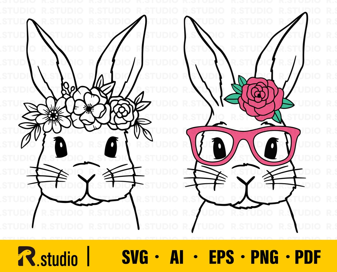 Floral Bunny SVG/ Easter Bunny SVG/ Happy Easter Svg/ Spring Svg ...