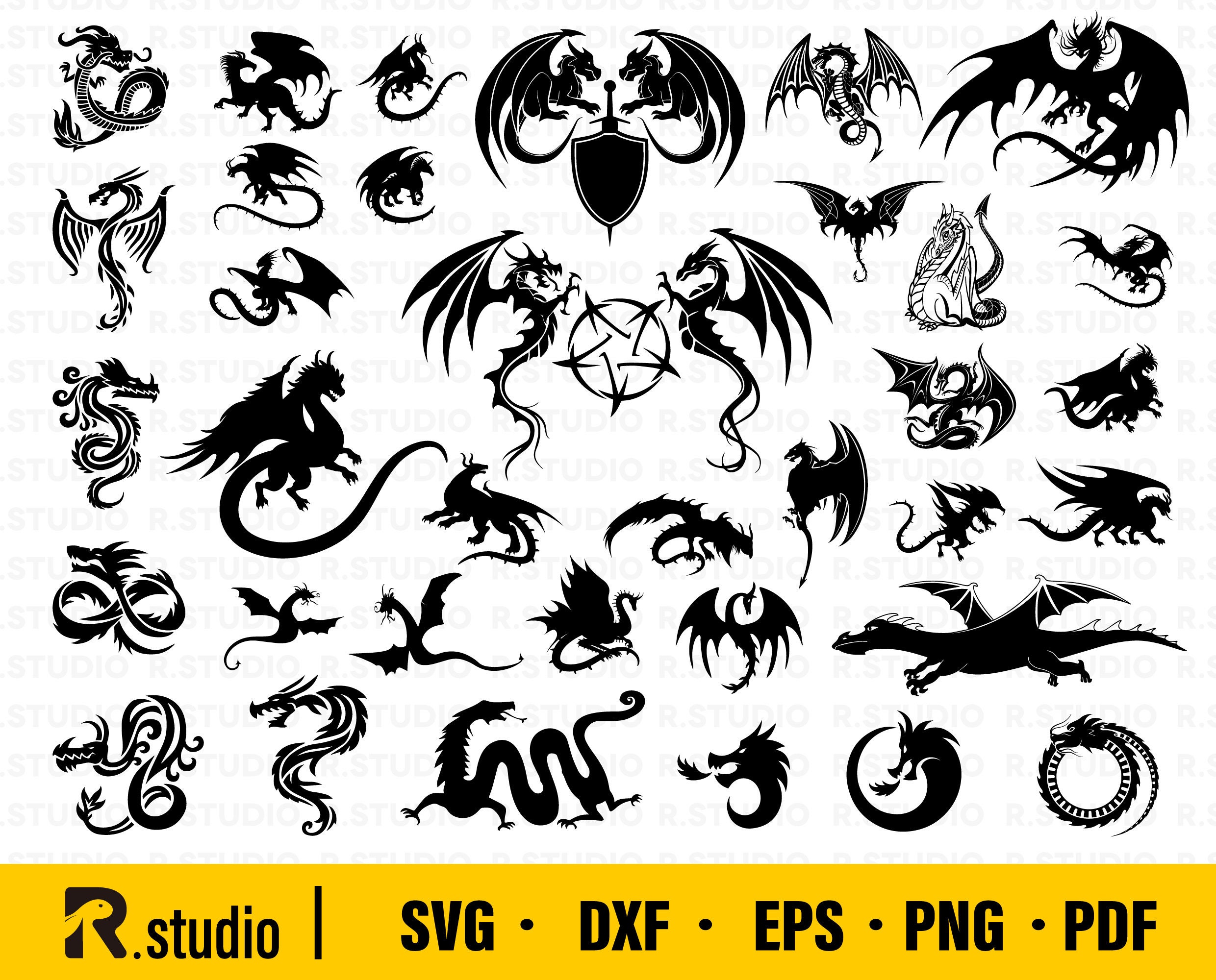 Dragon Svg/ Tribal Dragon Svg/ Dragon Silhouette/ Dragon - Etsy