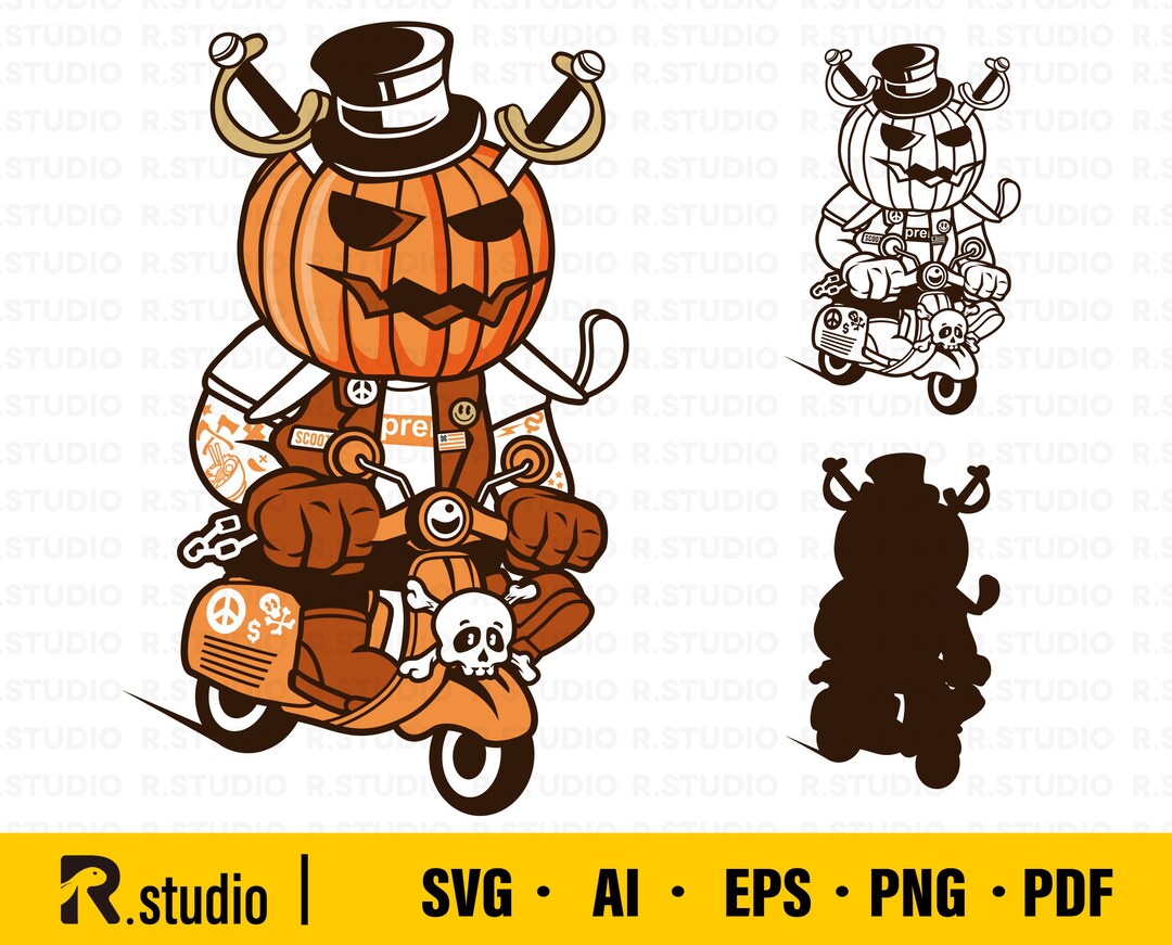 Halloween SVG/ Pumpkin Svg / Pumpkin Monster Cutfile/ Motorcycle Svg ...