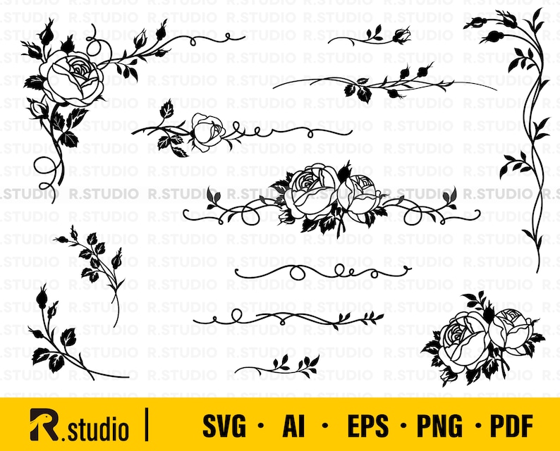 Rose SVG/ Floral Frame Monogram Svg/ Decorative Ornaments SVG/ Rose ...
