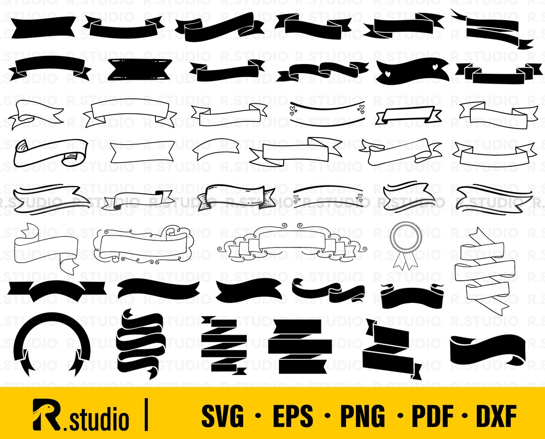 46 Banner Svg/ Ribbon Banner Svg/ Label Svg/ Scroll Svg/ Flag Svg Dxf ...