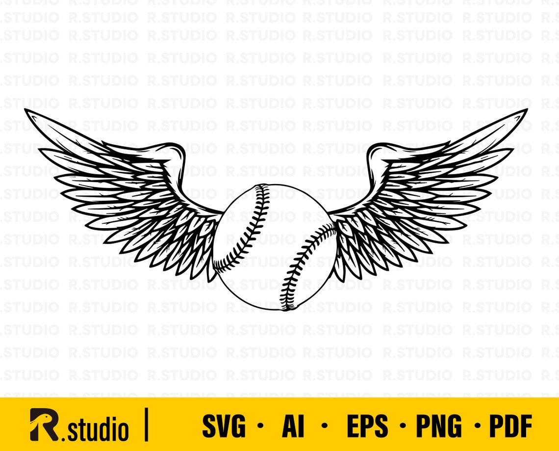 Baseball Wings SVG Files/ Cut File/ Baseball Silhouette/ Baseball SVG ...