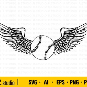 Baseball Wings SVG Files/ Cut File/ Baseball Silhouette/ Baseball SVG ...