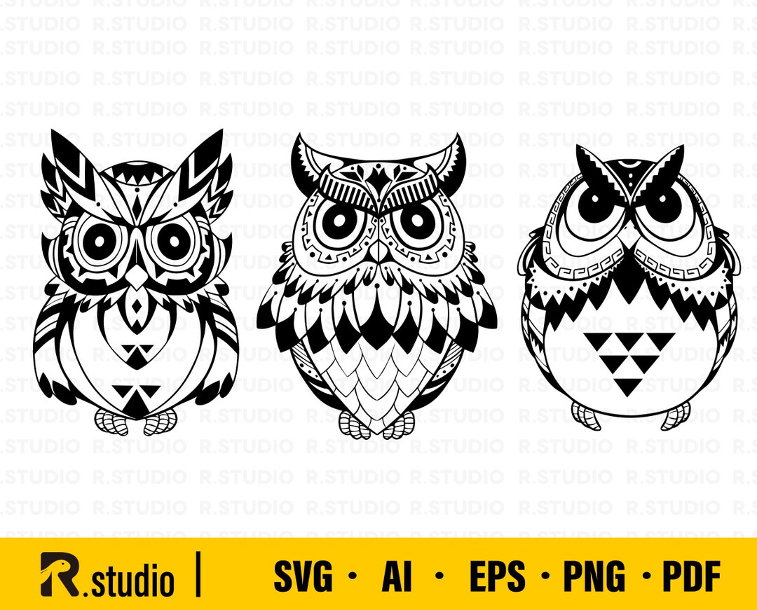Búho SVG / Aves SVG / Boho Owl Clipart / Boho Monogram Svg / Eps / Dxf ...