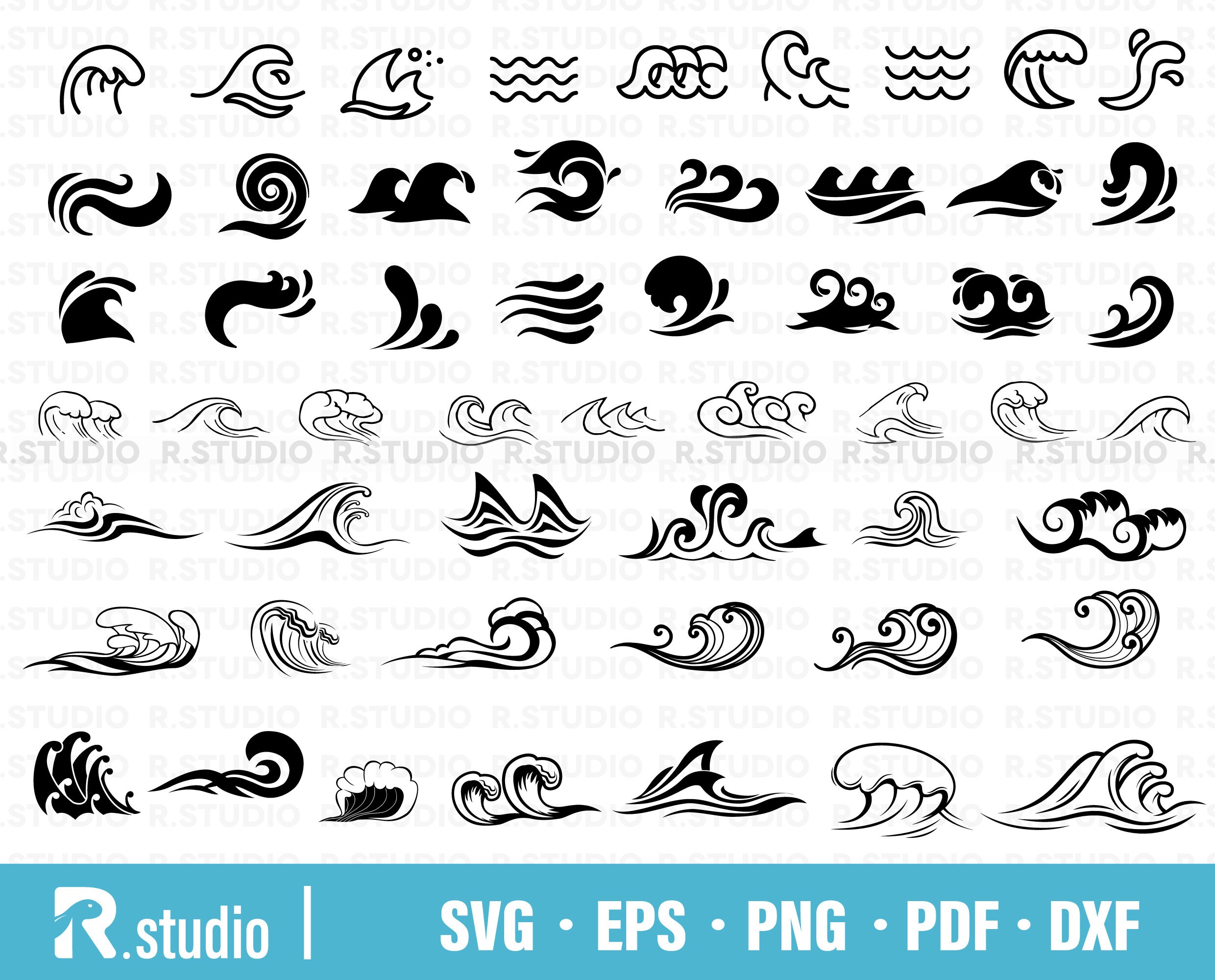 53 Wave SVG / Sea Waves Svg/ Ocean Waves Svg/ Clipart/ Cut Files for ...