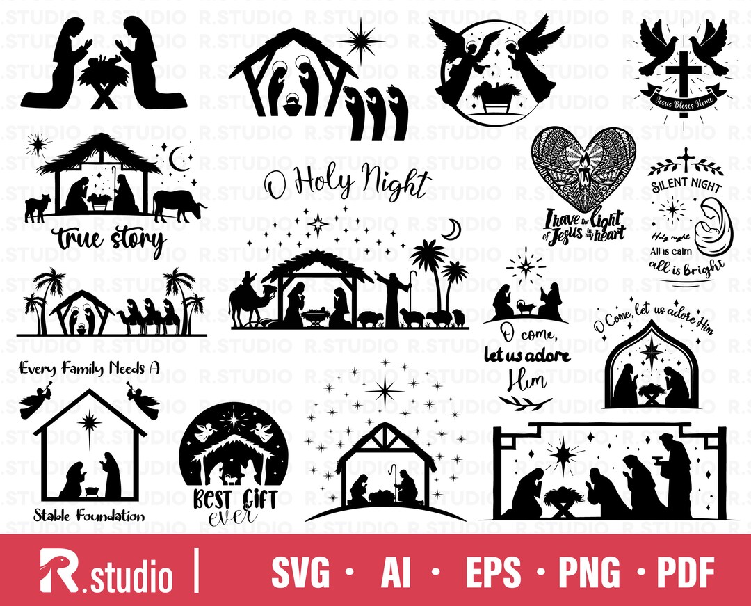 Nativity SVG Files Bundle/ 15 Nativity SVG/ Christmas Svg/ Nativity ...