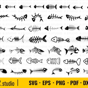 42 Fishbone SVG Files/ Fish SVG/ Cut Files/ Cricut/ Clipart/ Fishbone ...