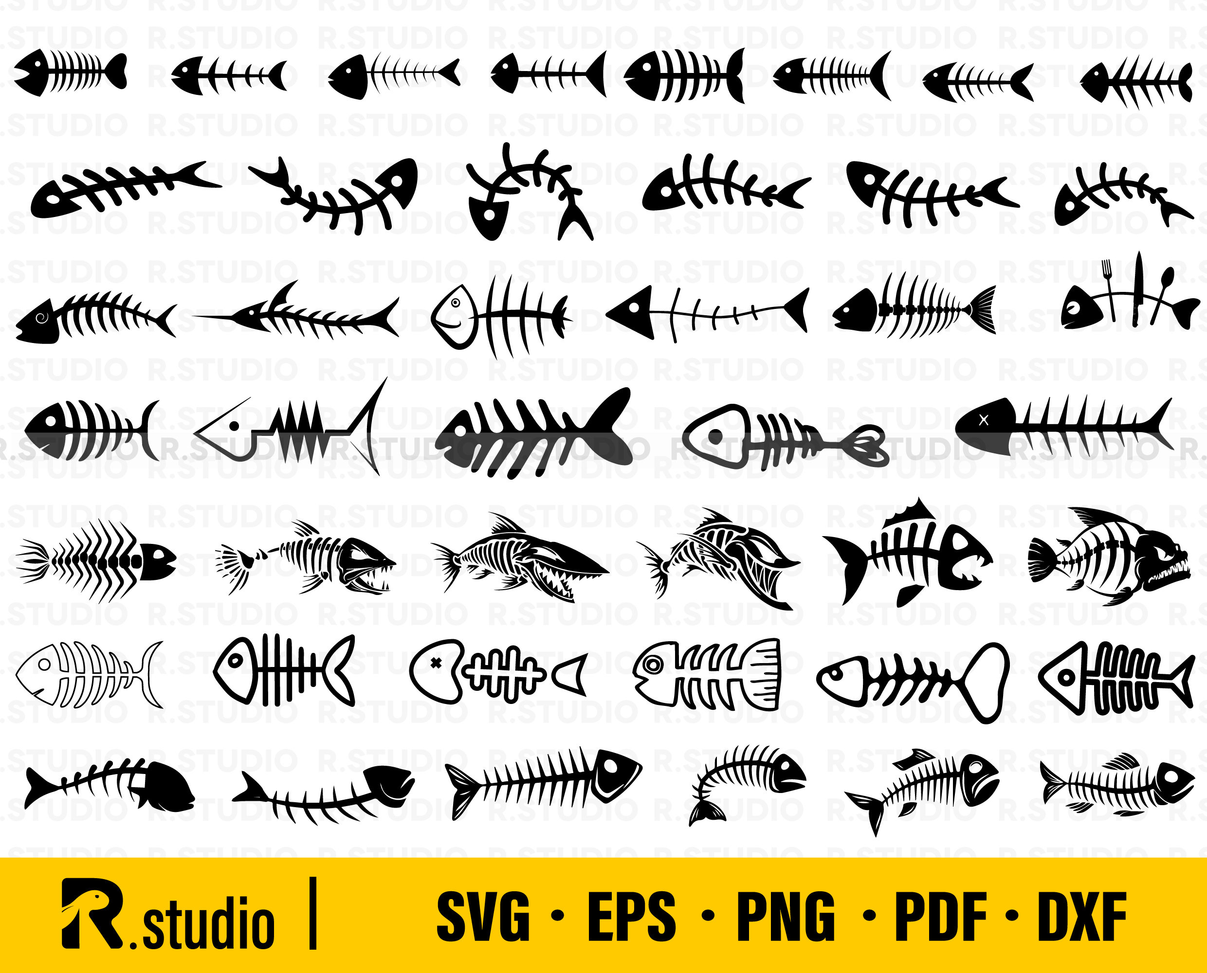 42 Fishbone SVG Dateien/ Fishbone SVG/ Cricut/ Clipart/ - Etsy Schweiz