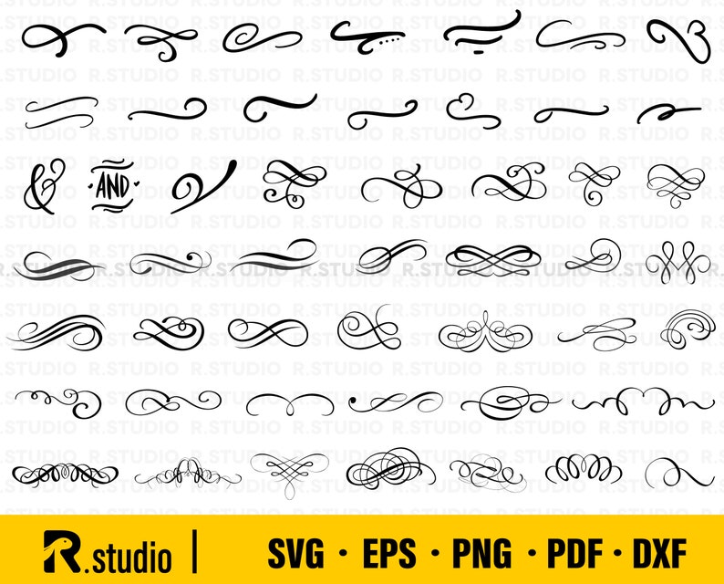 48 Swirl SVG/ Flourish SVG/ Swoosh SVG/ Cut File/ Cricut/ Stroke Svg ...