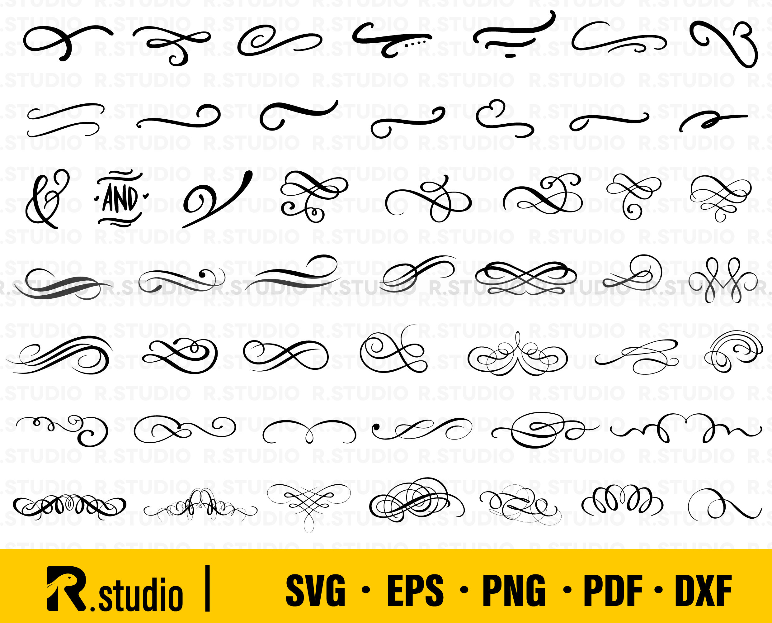 48 Swirl SVG/ Flourish SVG/ Swoosh SVG/ Cut file/ Cricut/ - Etsy México