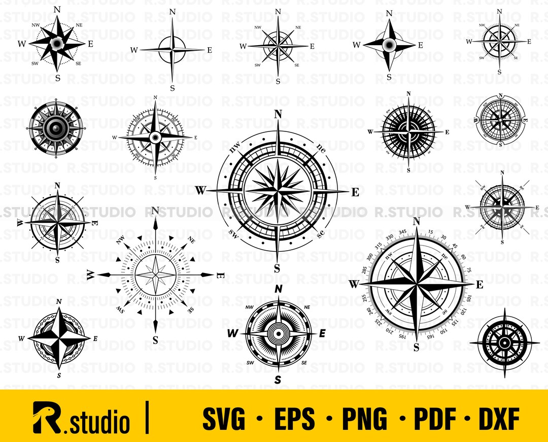 17 Compass SVG/ Cut File for Cricut/ Compass Rose SVG/ Nautical SVG ...
