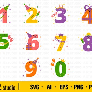Birthday Number SVG / Color Figures Svg / Cartoon Number Svg / Birthday ...