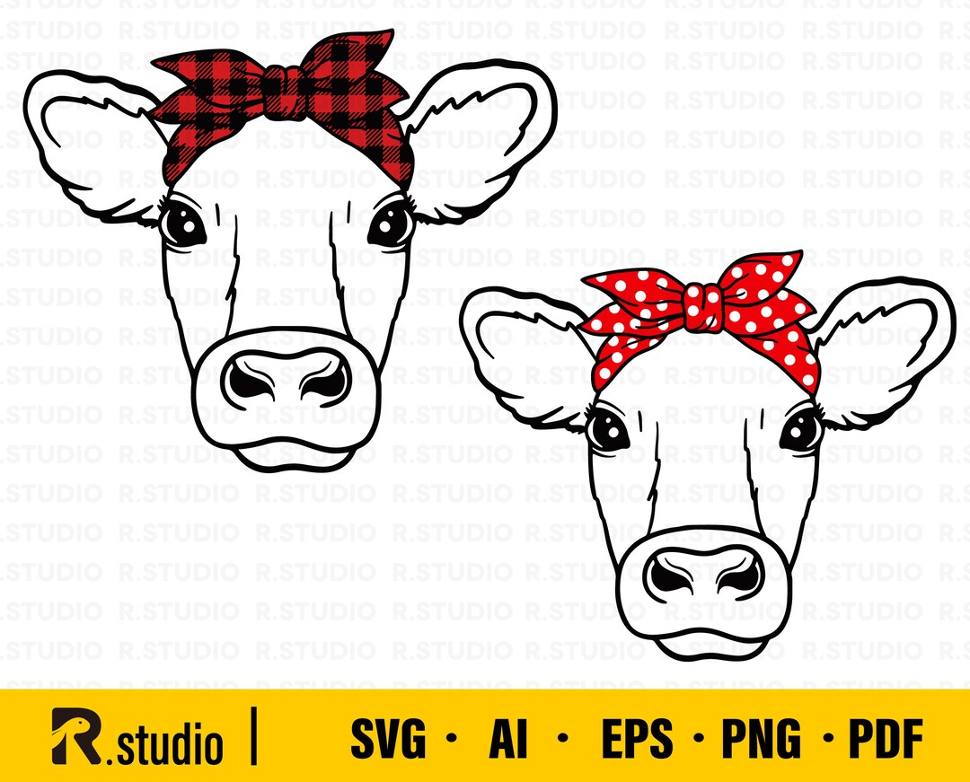 Bandana Cow SVG/ Cow Head Svg Files/ Cow SVG/ Cow Bandana Svg/ Cow Face ...