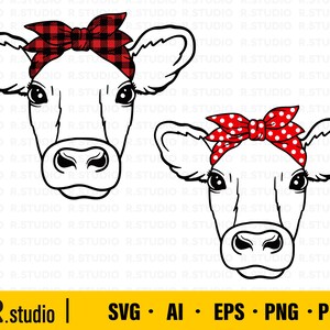 Bandana Cow SVG/ Cow Head Svg Files/ Cow SVG/ Cow Bandana Svg/ Cow Face ...