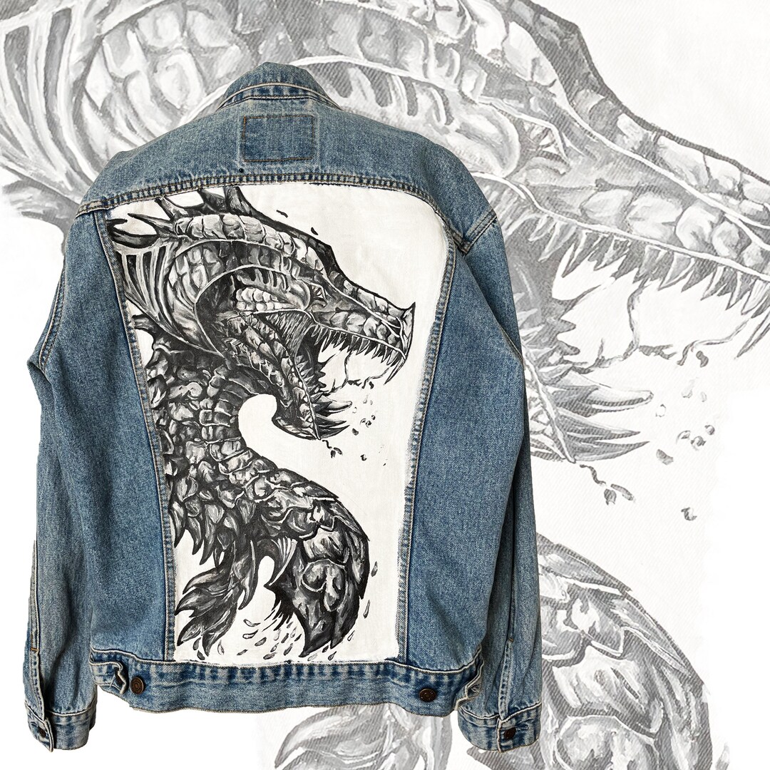 Custom Denim Jacket ANY GRAPHICS Dragon - Etsy