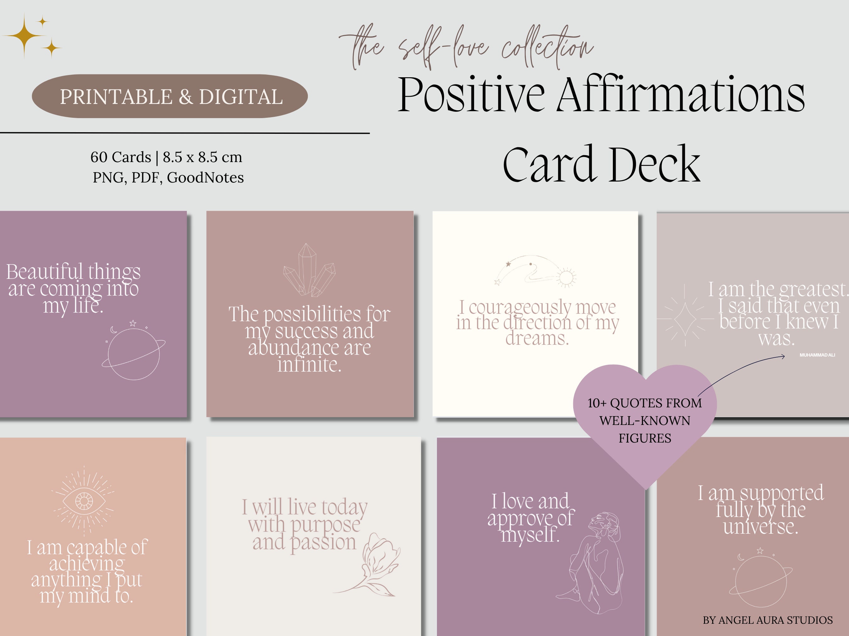 60 Affirmation Cards Printable Affirmation Cards Digital Wellness, Self ...