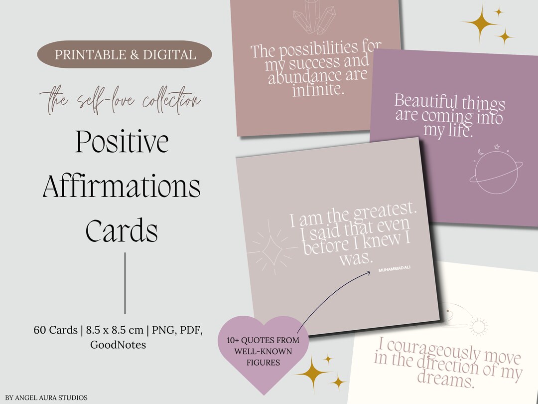 60 Affirmation Cards | Printable Affirmation Cards | Digital Wellness ...