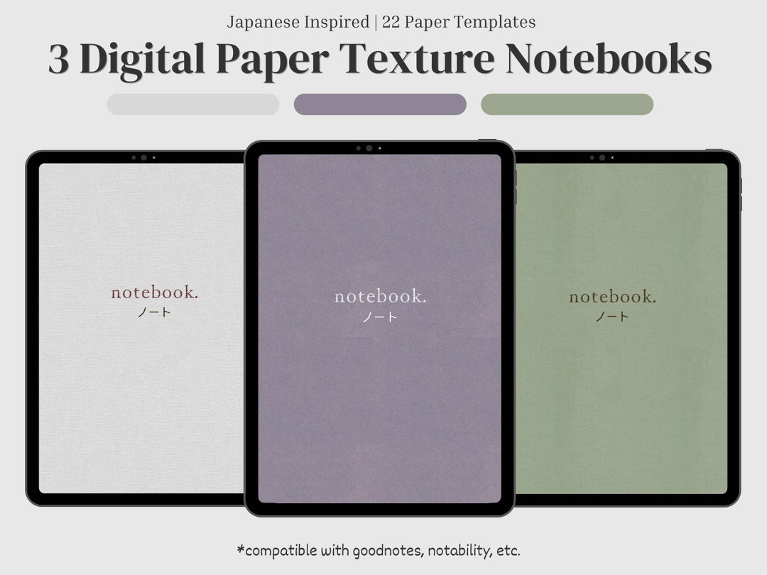Digital Notebooks Set 3 Pack Paper Texture Japanese Inspired Beige ...
