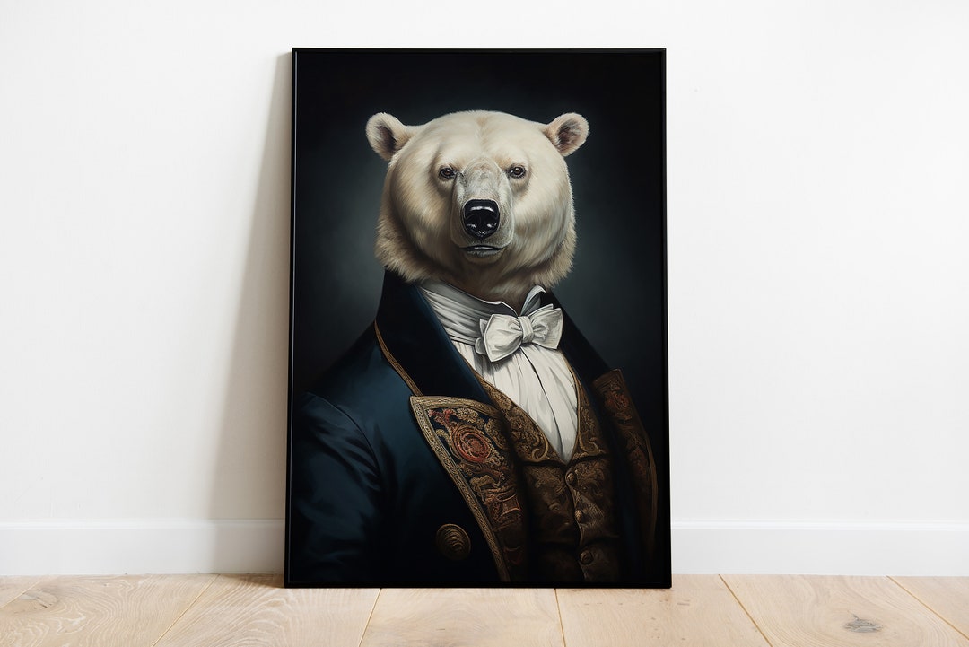 Polar Bear Portrait Print, Renaissance White Bear Oil Painting, Vintage ...