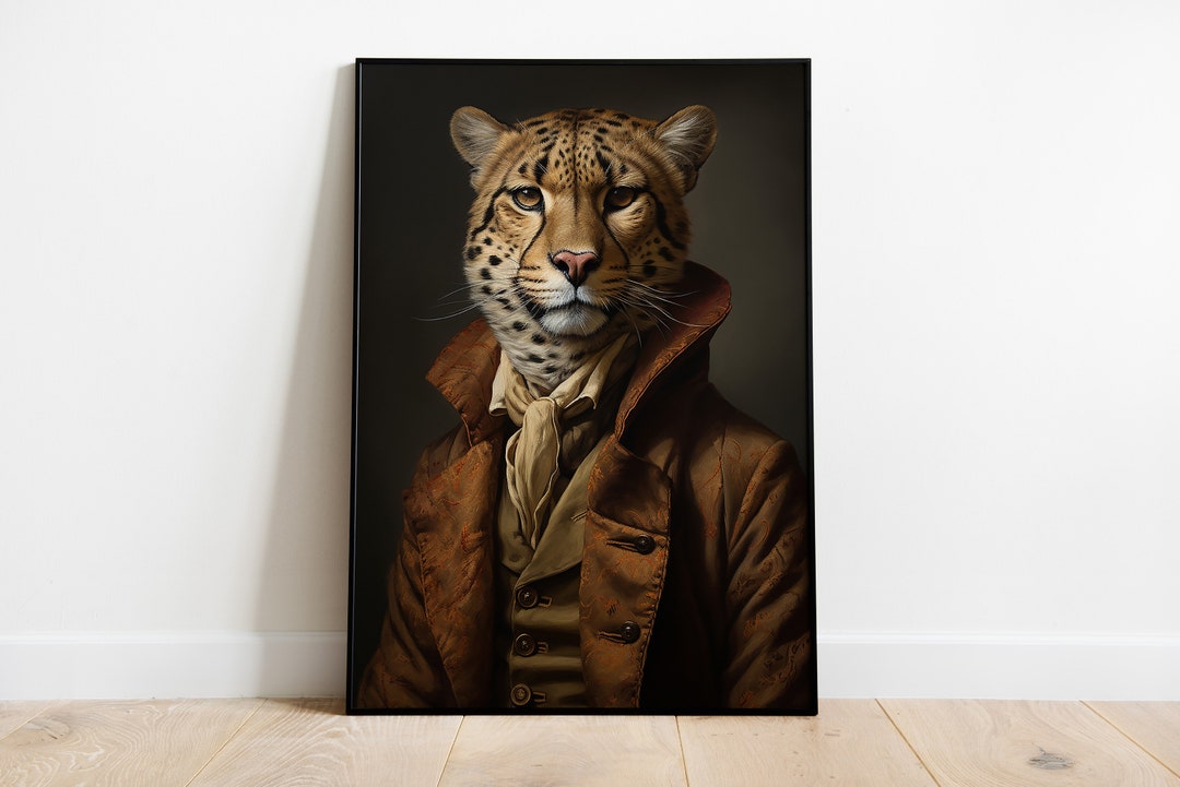 Cheetah Portrait Print, Renaissance Cheetah Oil Painting, Wild Animal ...
