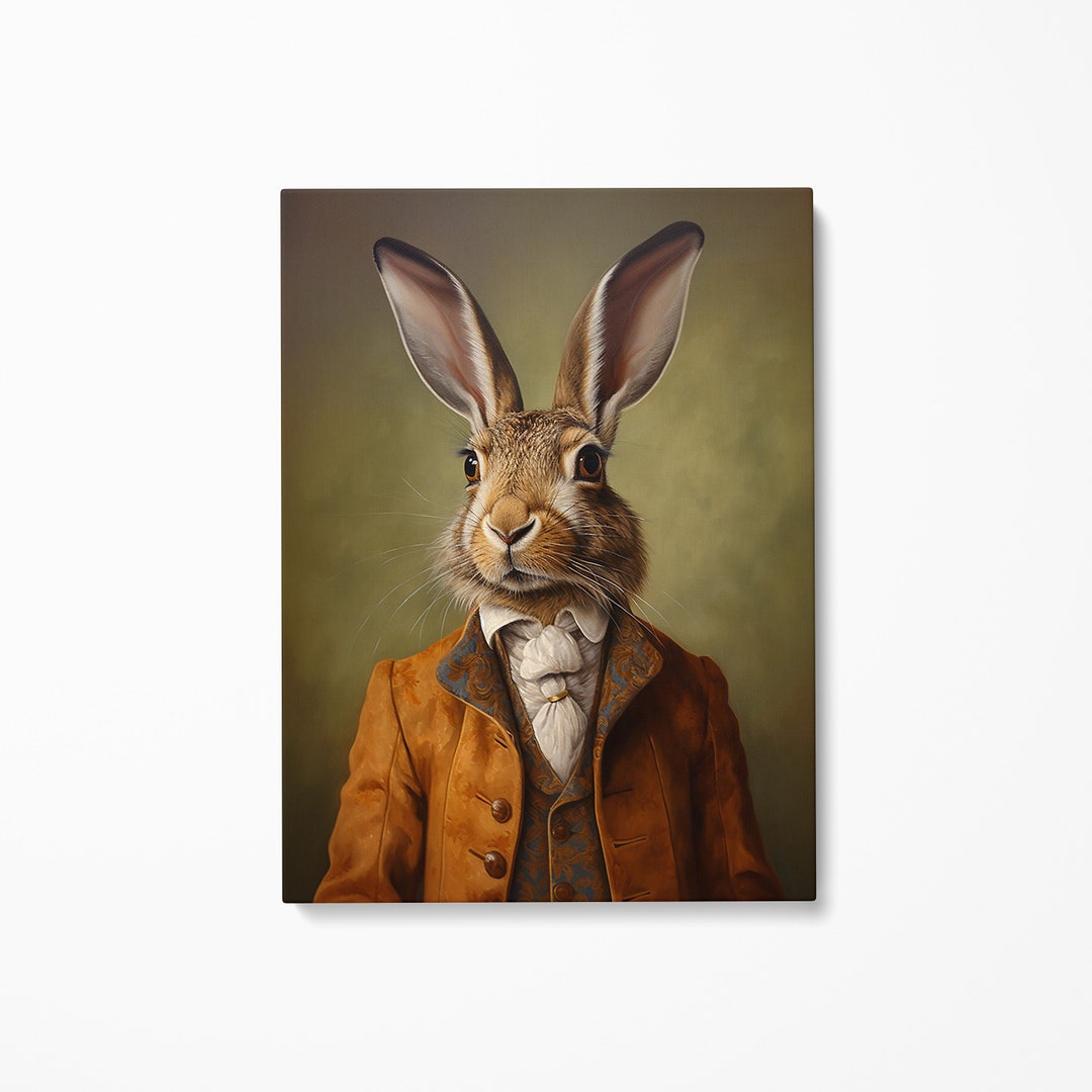 Hare Portrait Canvas, Renaissance Hare Oil Painting, Vintage Hare ...