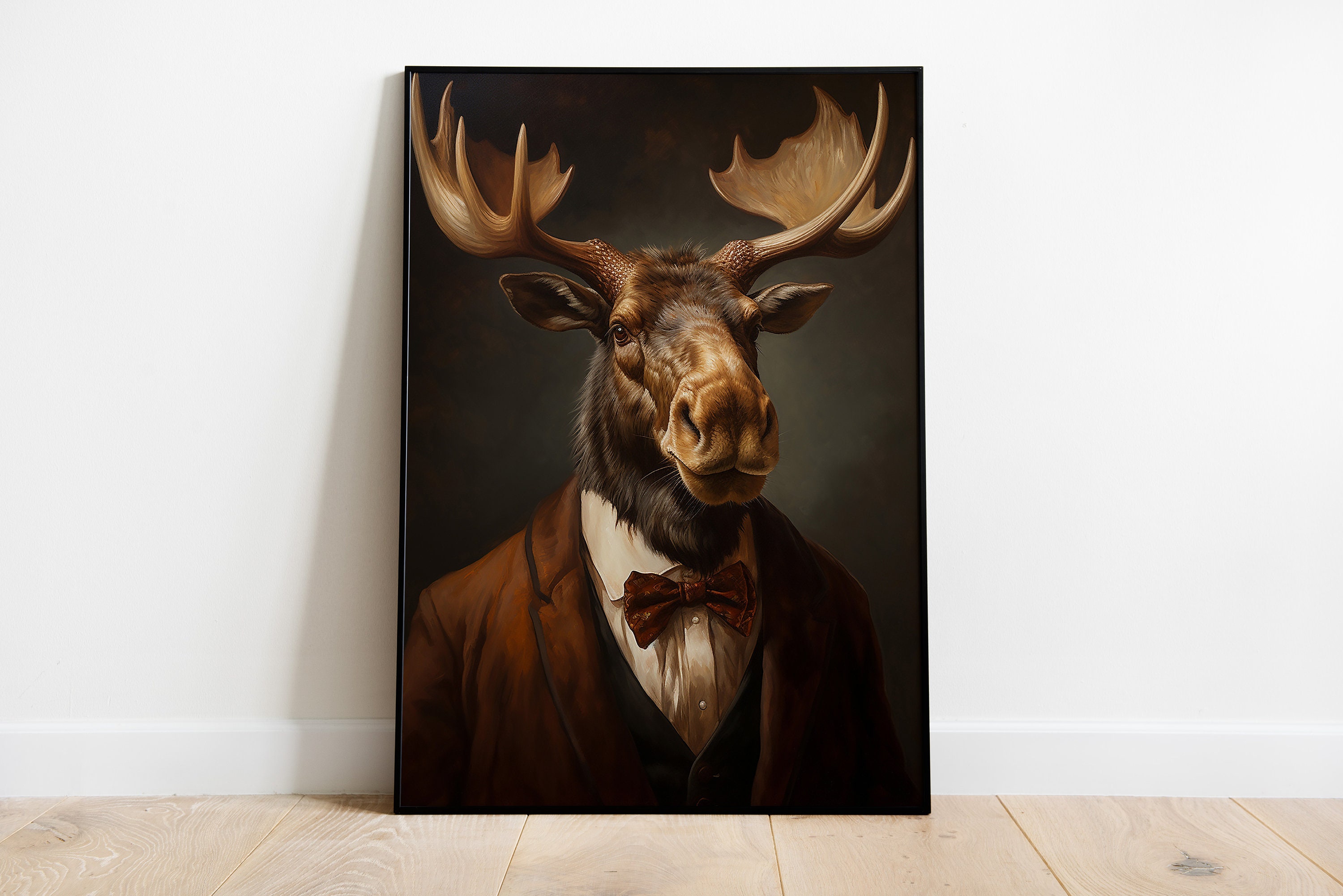 Moose Portrait Print, Renaissance Moose Oil Painting, Vintage Moose ...