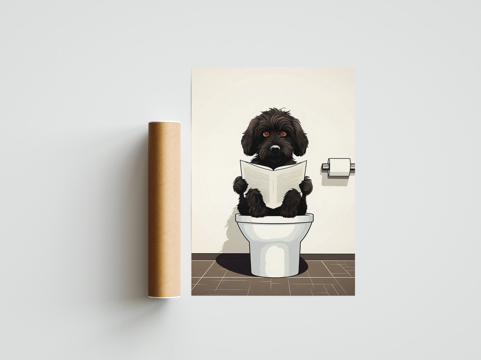 Funny Cockapoo Bathroom Print: Dog Reading on Toilet - Etsy