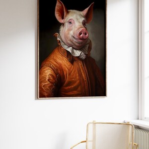 Vintage Pig Portrait Print, Renaissance Pig Oil Painting, Animal Head ...