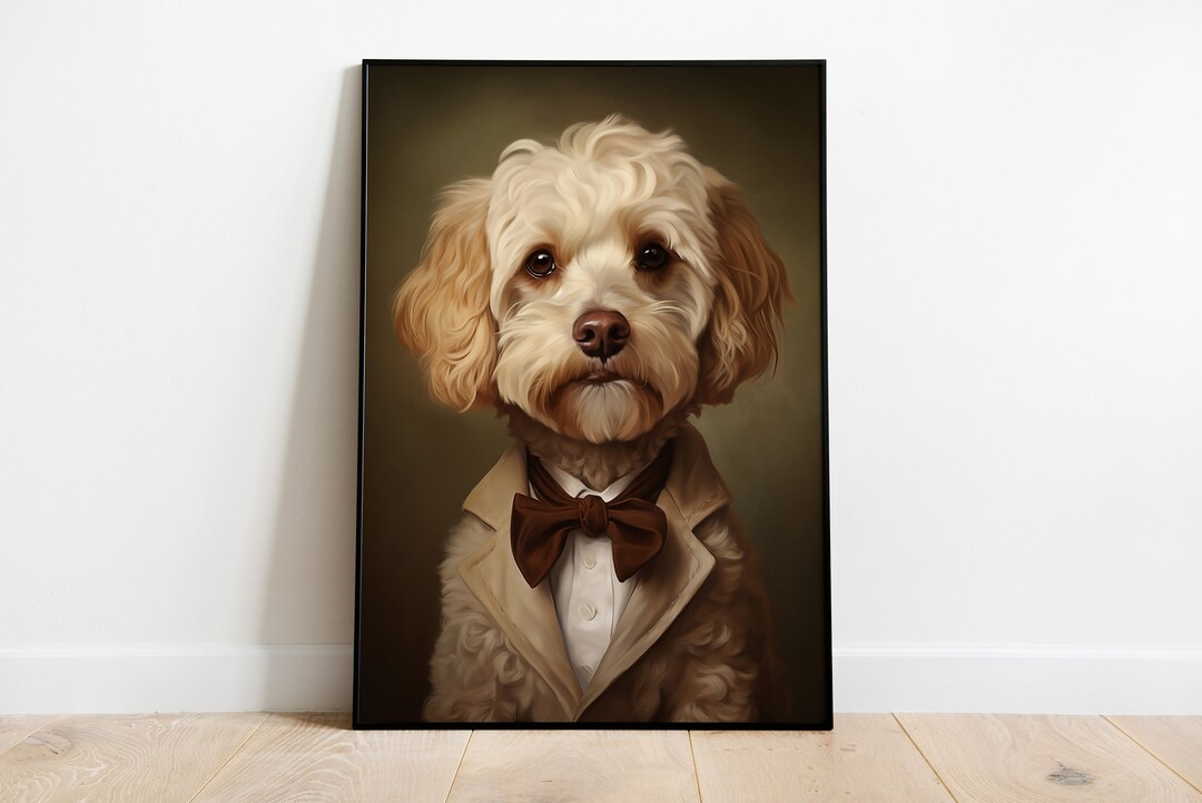 Cockapoo Portrait Print, Elegant Dog Poster, Vintage Cockapoo Artwork ...