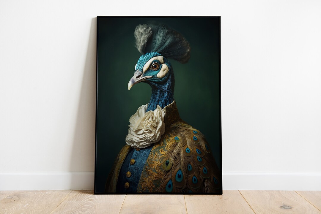 Victorian Peacock Portrait Print: Animal Head Human Body Wall Art - Etsy