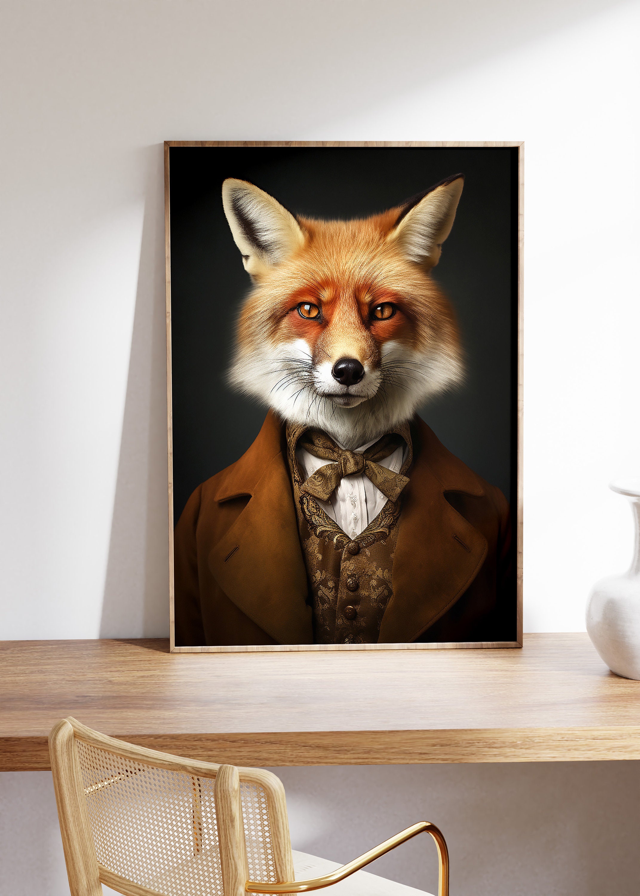 Fox Portrait Print Renaissance Fox Poster Animal Head Human - Etsy