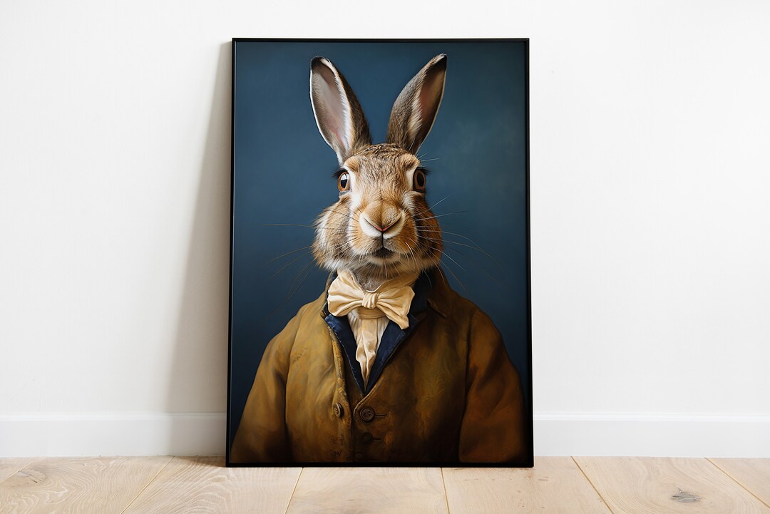 Hare Portrait Print, Vintage Hare Oil Painting, Renaissance Hare Poster ...