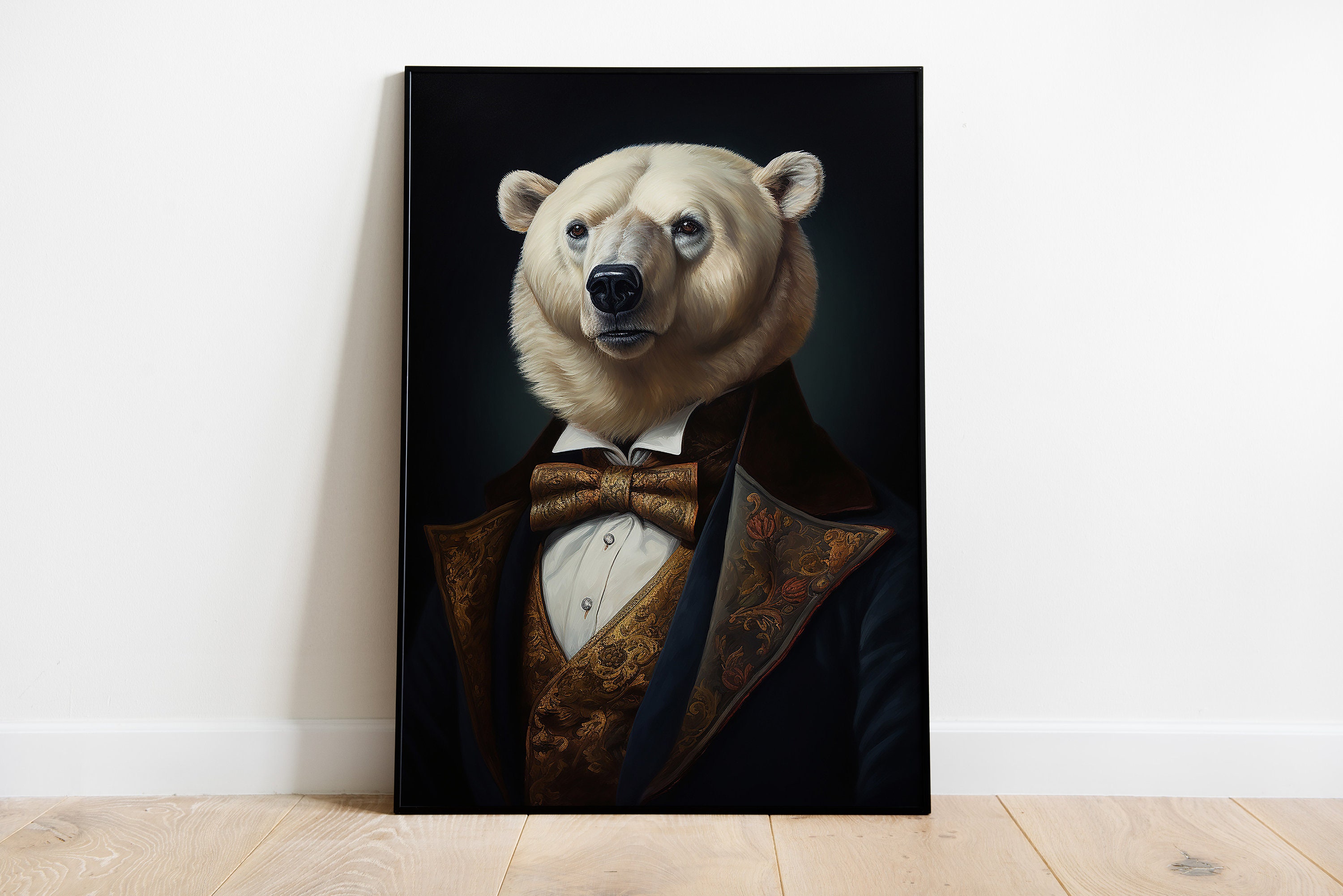 Renaissance Polar Bear Portrait Print: Animal Head Human Body Art - Etsy