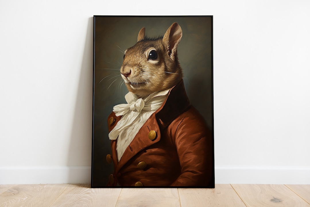 Squirrel Portrait Print, Renaissance Squirrel Oil Painting, Vintage ...
