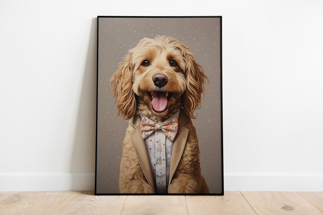 Cockapoo Portrait Print, Happy Cockapoo Artwork, Elegant Dog Poster ...